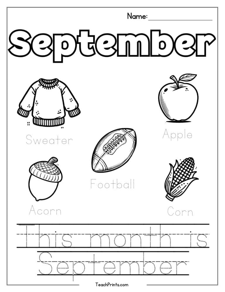 September Worksheets - 8 Free PDF Printables - Teach Prints