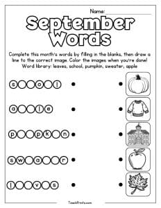 September Worksheets - 8 Free PDF Printables - Teach Prints