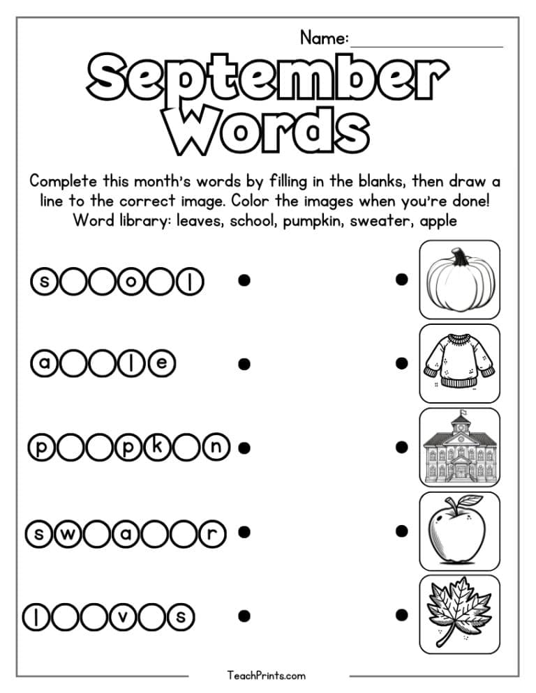 September Worksheets - 8 Free PDF Printables - Teach Prints