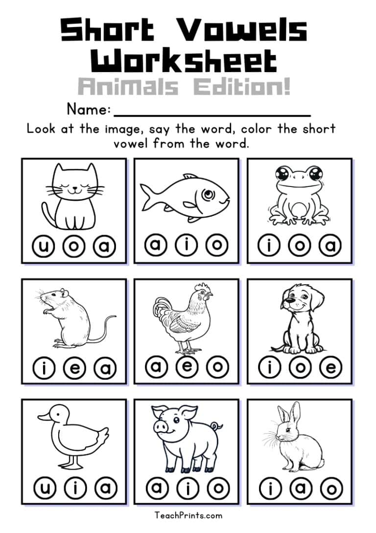 16 Short Vowel Worksheets - Free PDF Printables - Teach Prints