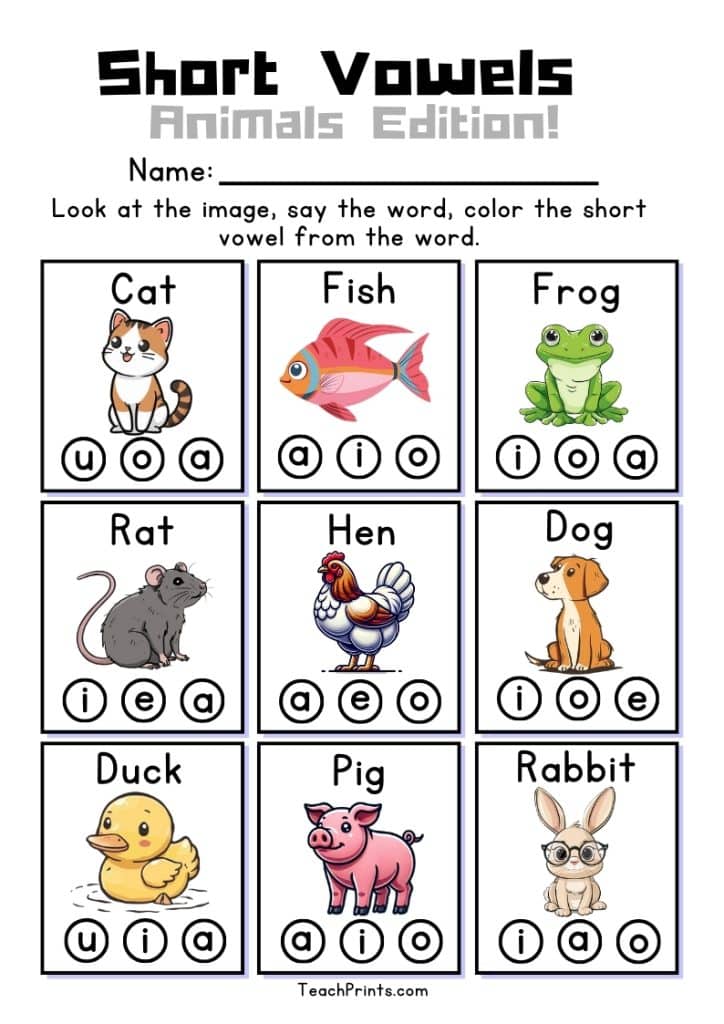 16 Short Vowel Worksheets - Free PDF Printables - Teach Prints