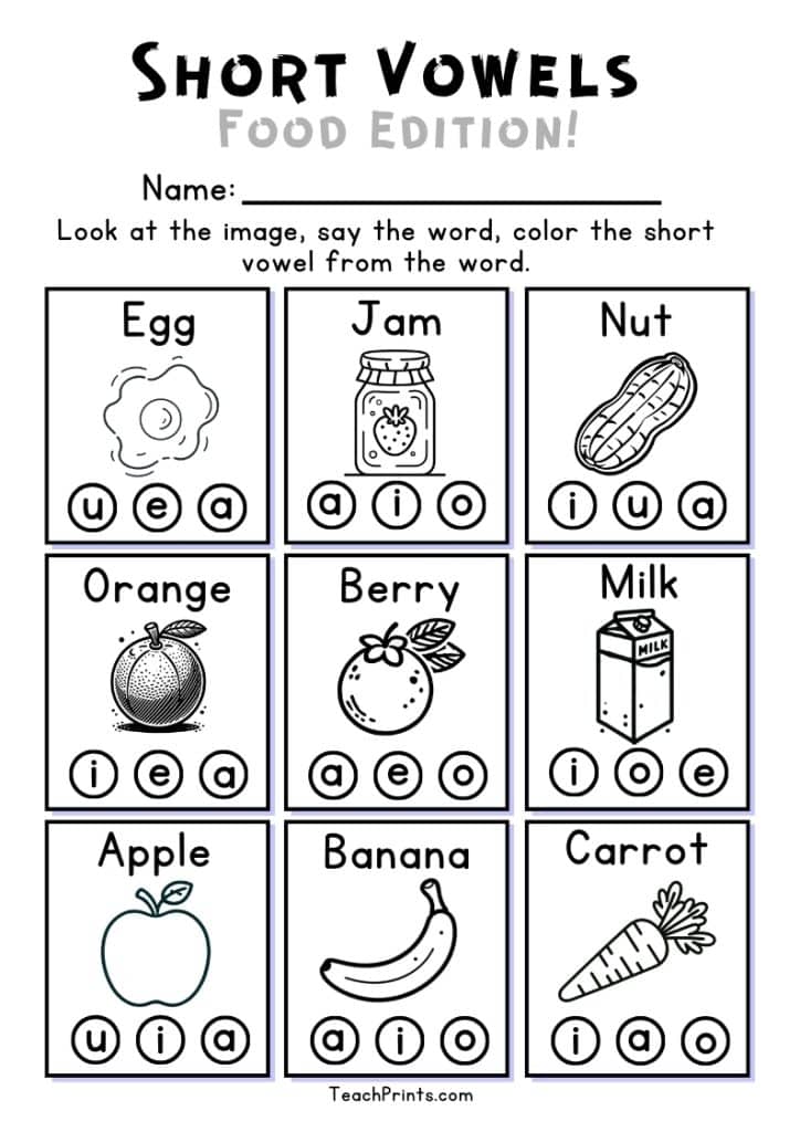 16 Short Vowel Worksheets - Free PDF Printables - Teach Prints