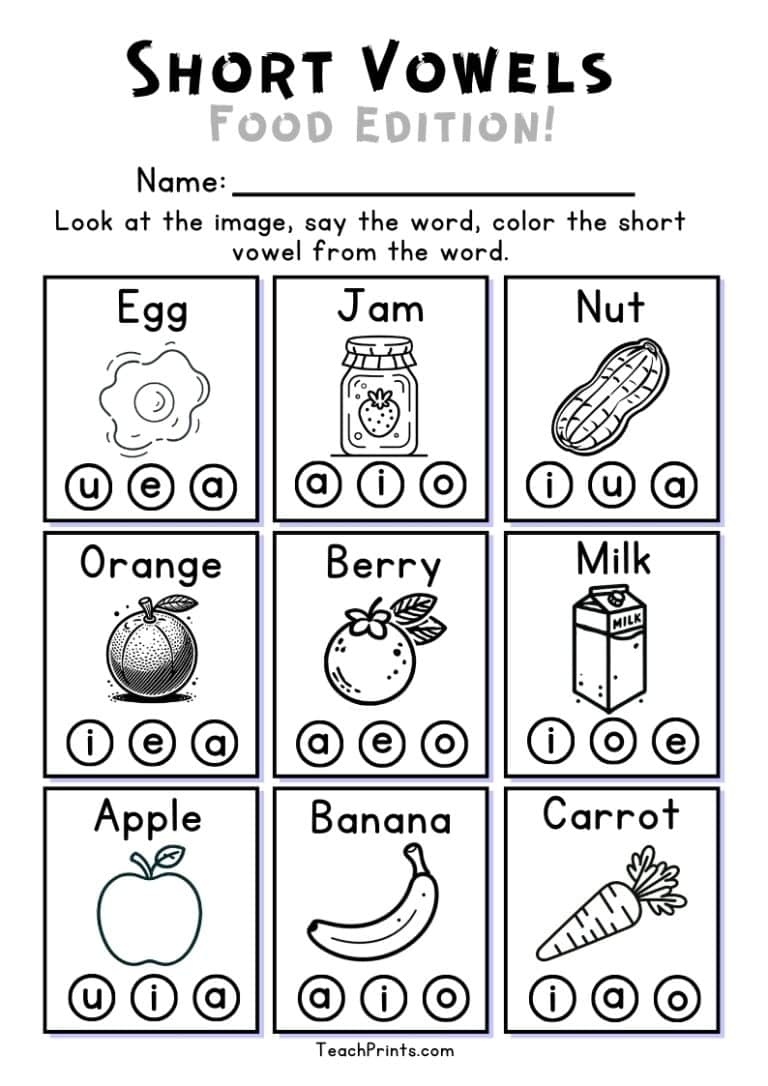 16 Short Vowel Worksheets - Free PDF Printables - Teach Prints