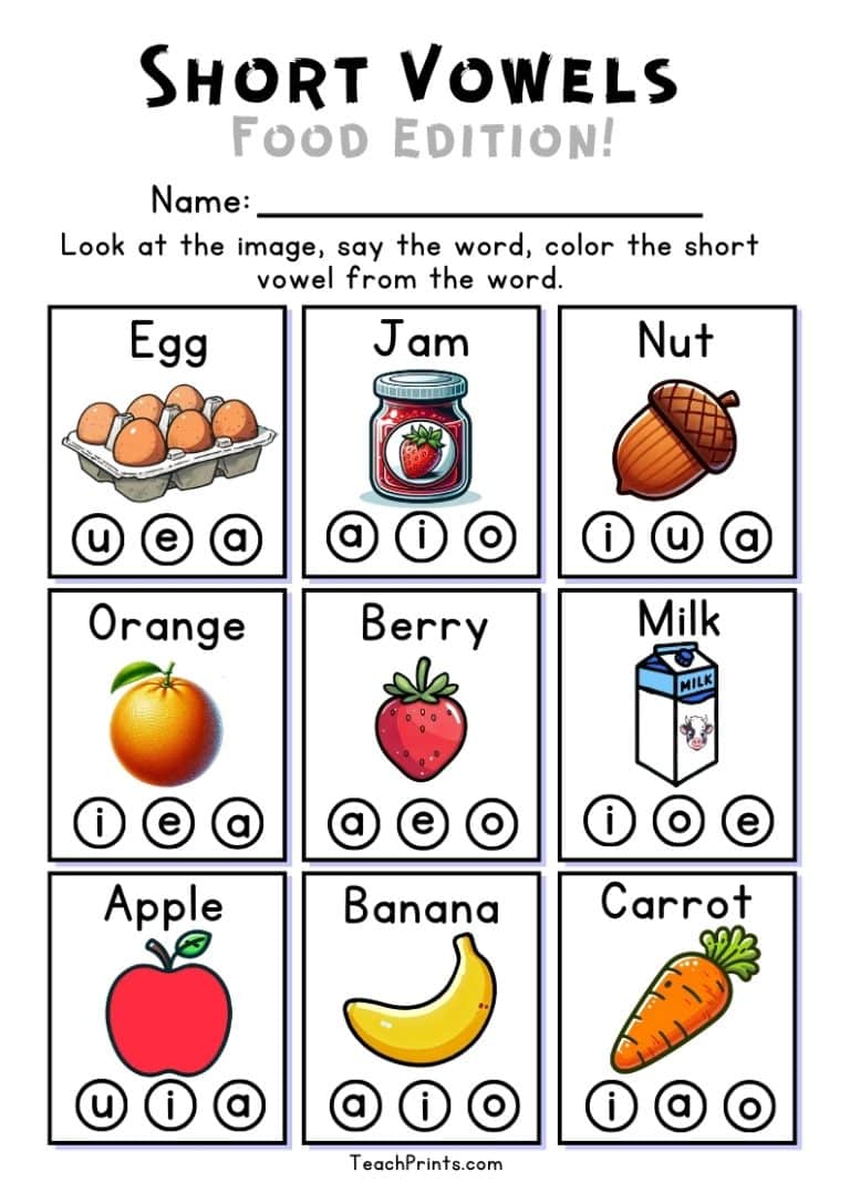 16 Short Vowel Worksheets - Free PDF Printables - Teach Prints