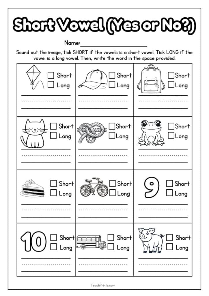 16 Short Vowel Worksheets - Free PDF Printables - Teach Prints