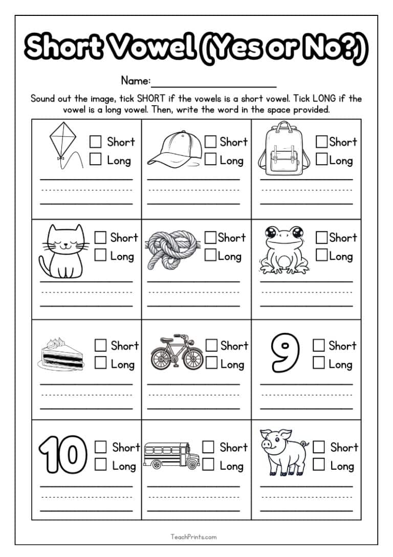 16 Short Vowel Worksheets - Free PDF Printables - Teach Prints