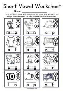 16 Short Vowel Worksheets - Free PDF Printables - Teach Prints