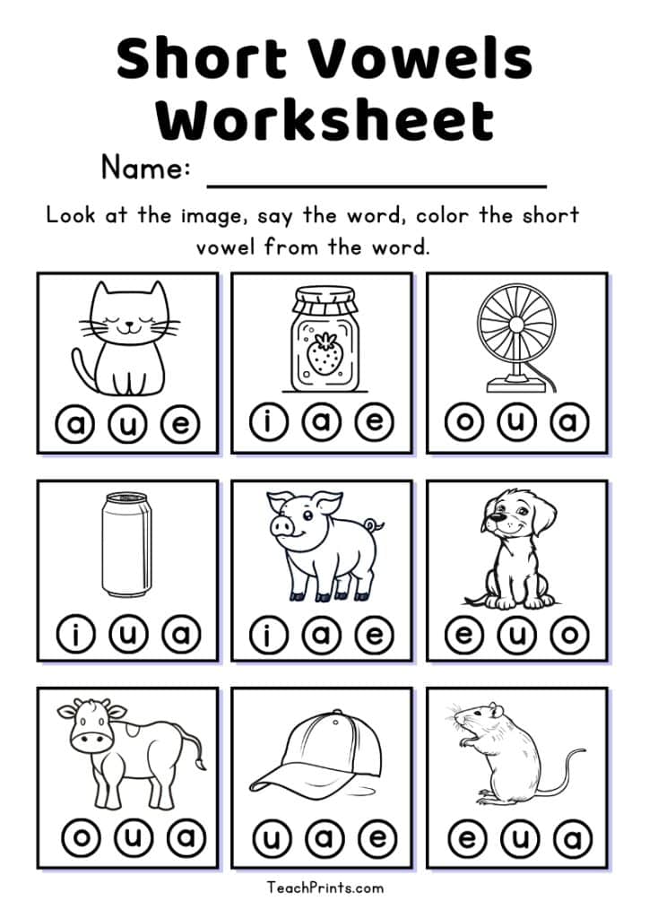 16 Short Vowel Worksheets - Free PDF Printables - Teach Prints