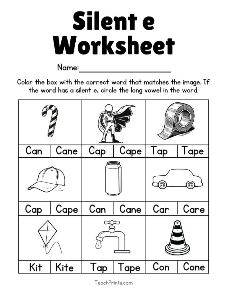 13 Silent E Worksheets (Free PDF Printables) - Teach Prints