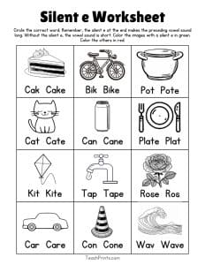 13 Silent E Worksheets (Free PDF Printables) - Teach Prints