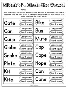 13 Silent E Worksheets (Free PDF Printables) - Teach Prints