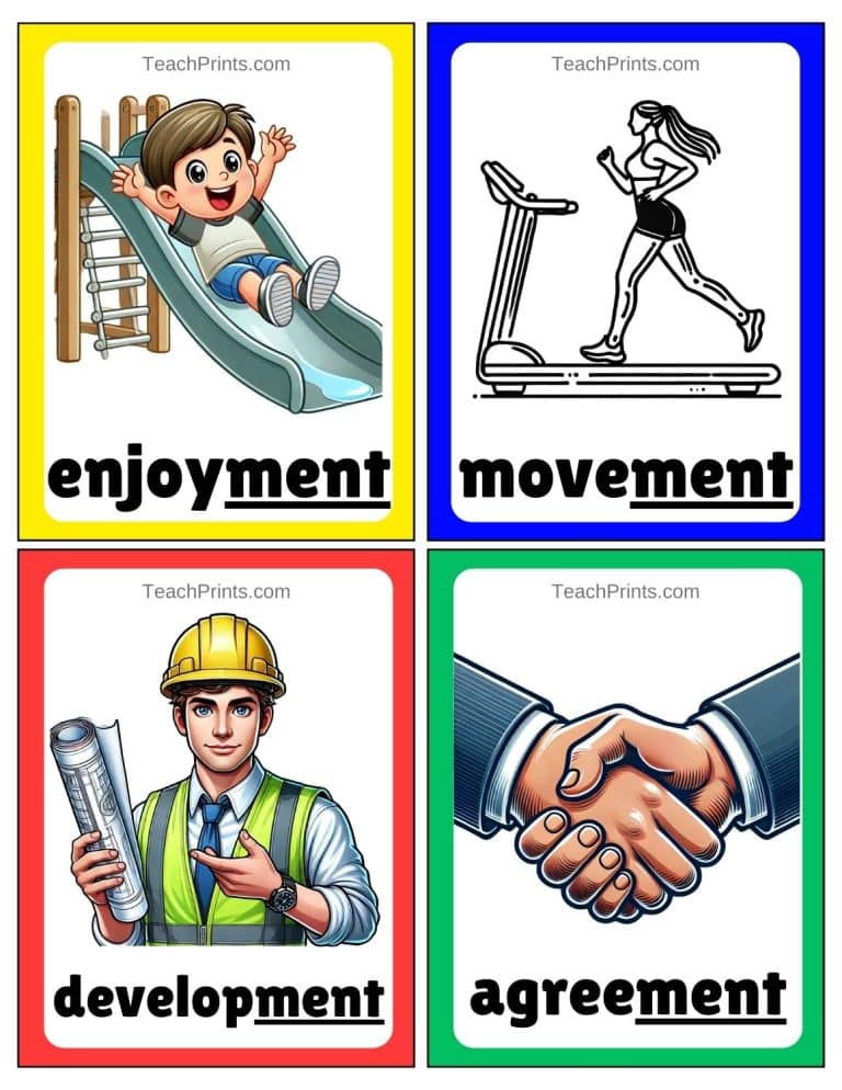 60 Free Suffix Flashcards (Printable) - Teach Prints