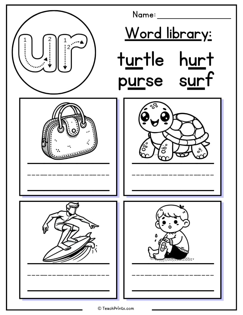 11 'ur' Worksheets - Free PDF Printables - Teach Prints