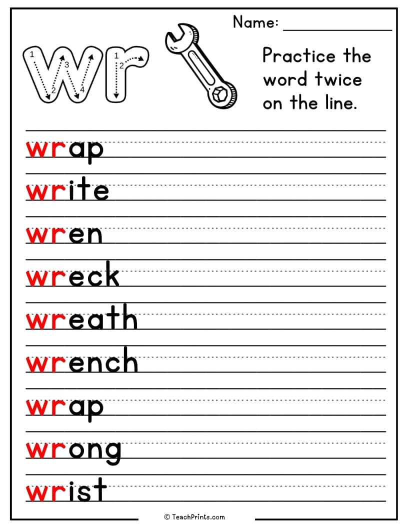 Wr Worksheets - Free PDF Printables - Teach Prints