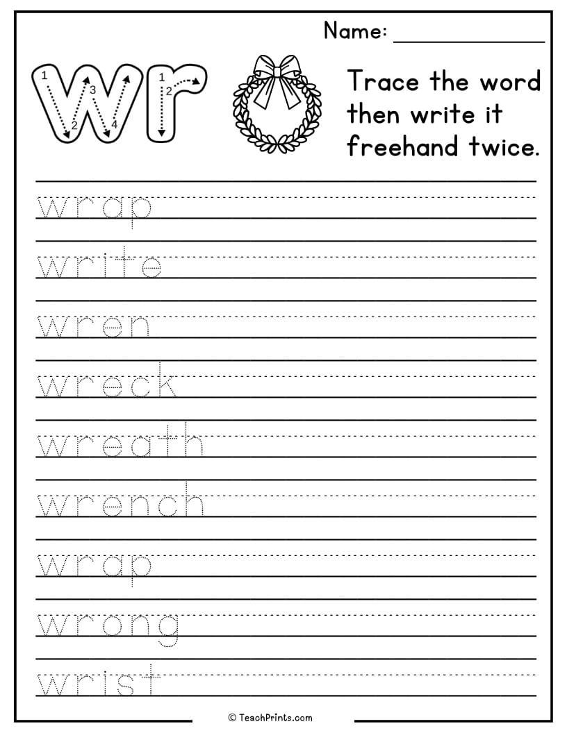 Wr Worksheets - Free PDF Printables - Teach Prints