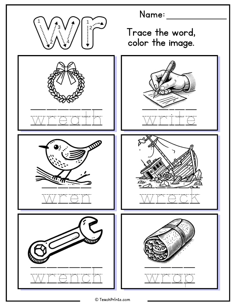 Wr Worksheets - Free PDF Printables - Teach Prints