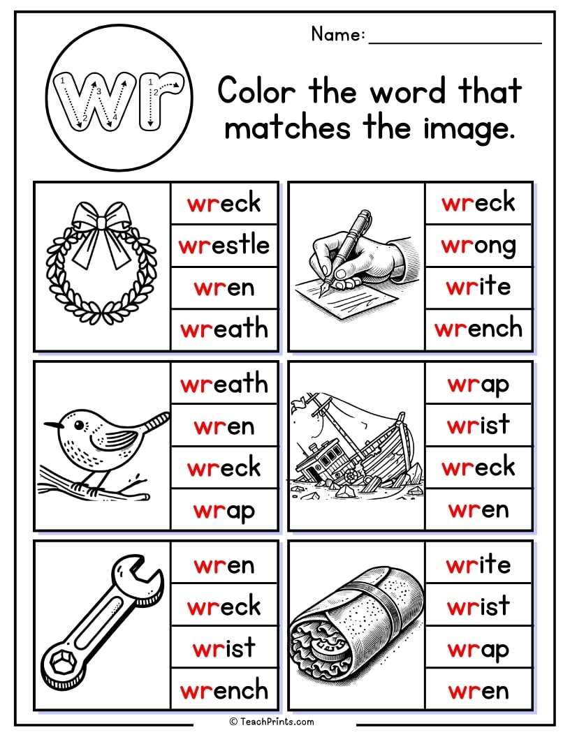 Wr Worksheets - Free PDF Printables - Teach Prints